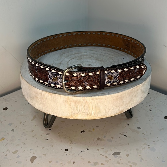 Tony Lama | Accessories | Tony Lama Robin Leather Floral Tooled Belt ...
